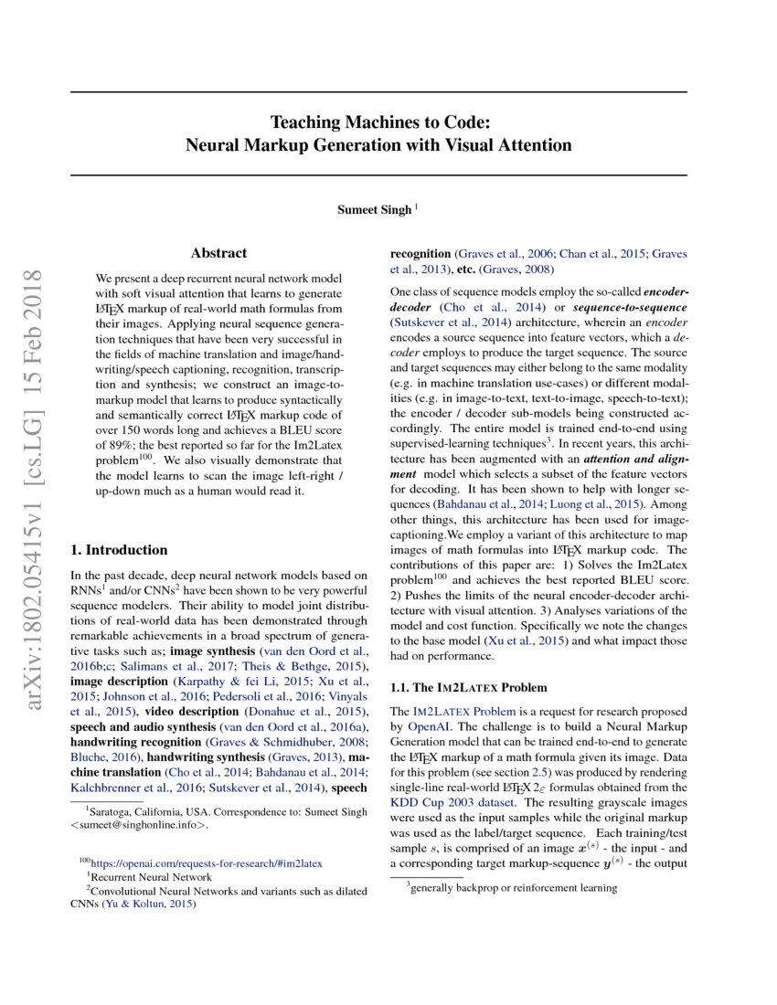 Teaching Machines to Code: Neural Markup Generation with Visual Attention | DeepAI