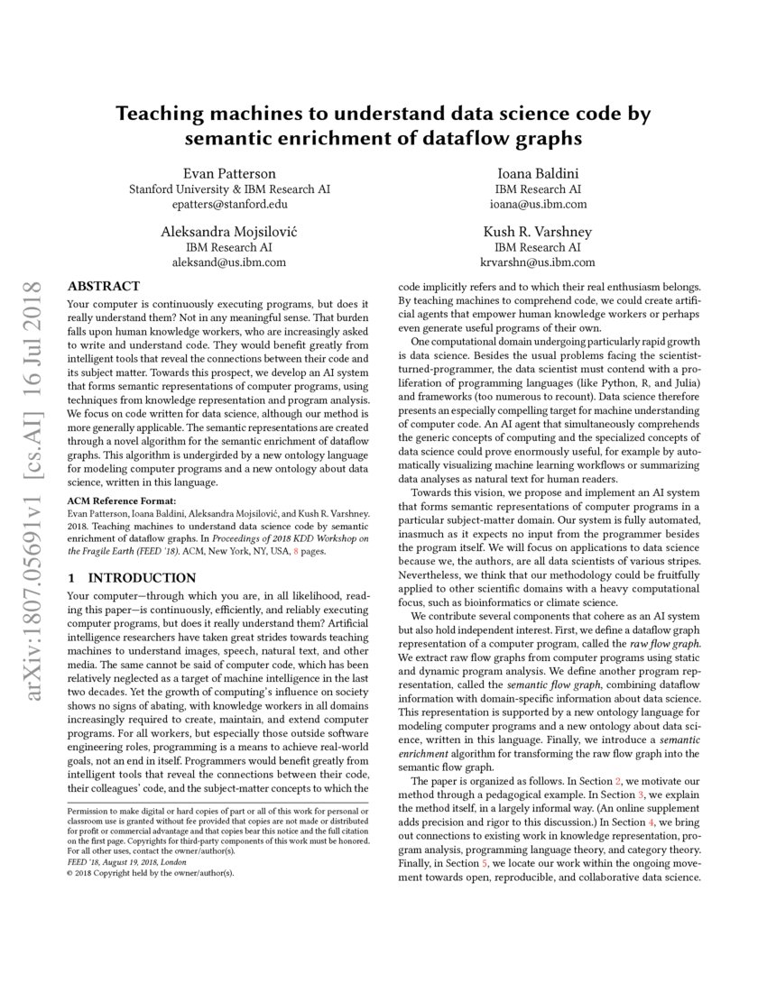 Teaching machines to understand data science code by semantic ...