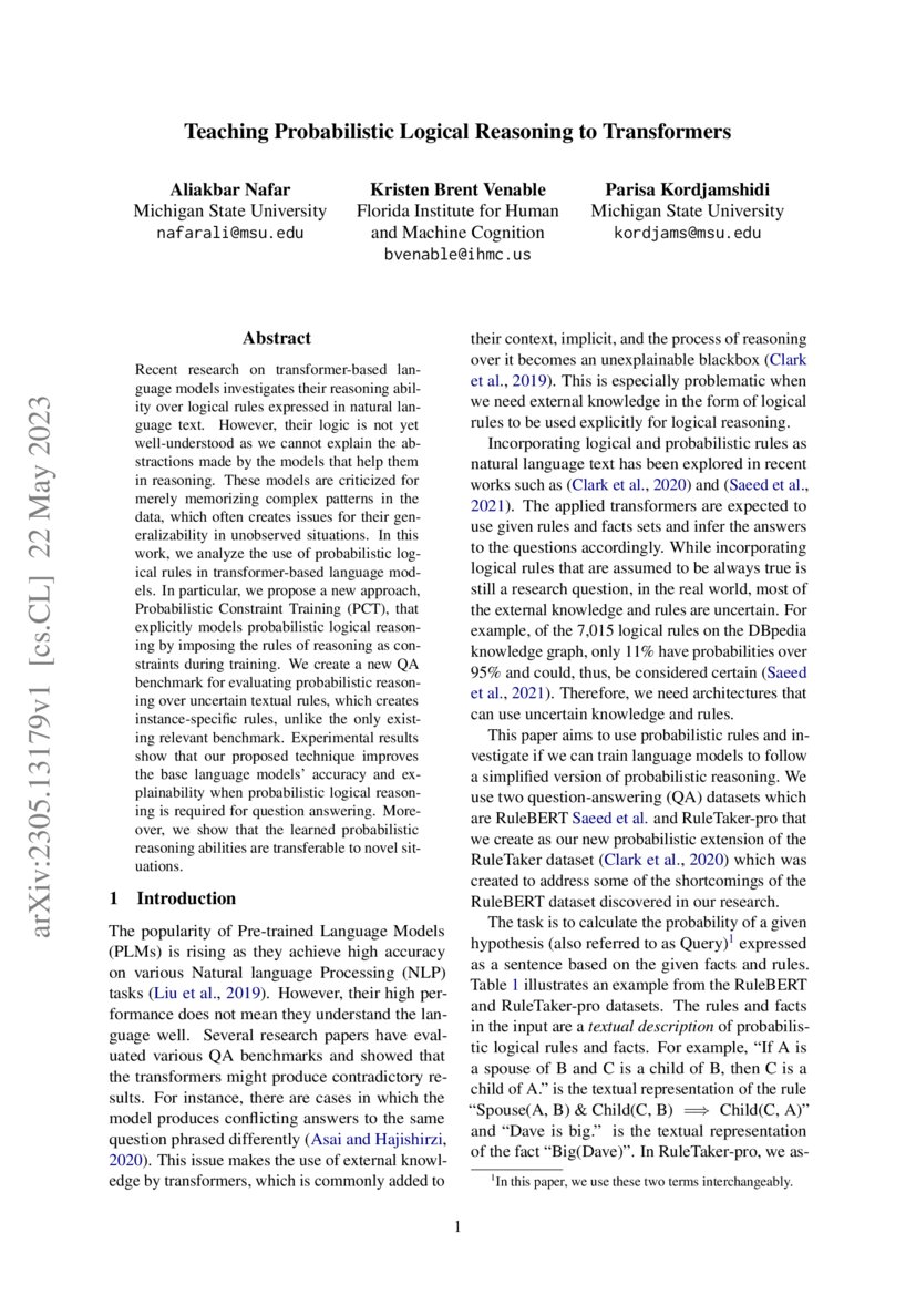 Teaching Probabilistic Logical Reasoning to Transformers | DeepAI