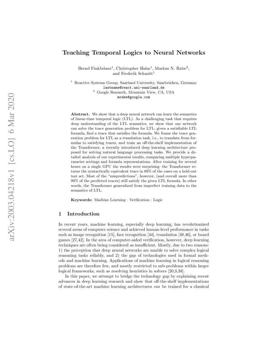 Teaching Temporal Logics to Neural Networks | DeepAI
