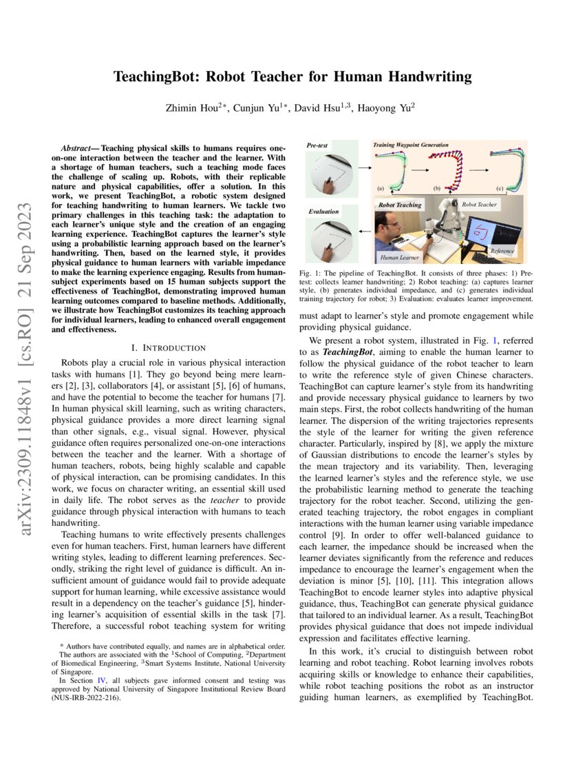 TeachingBot: Robot Teacher for Human Handwriting | DeepAI
