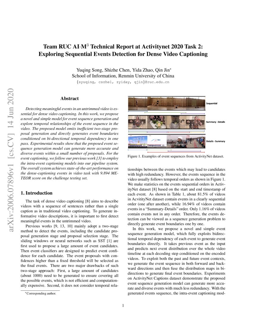 Team RUC_AIM3 Technical Report at Activitynet 2020 Task 2: Exploring Sequential Events Detection ...