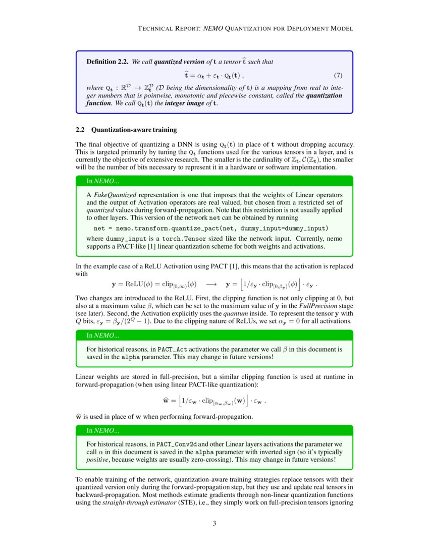 Technical Report: NEMO DNN Quantization for Deployment Model | DeepAI