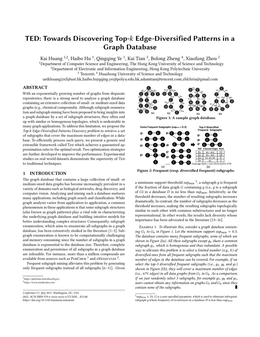 TED: Towards Discovering Top-k Edge-Diversified Patterns in a Graph ...