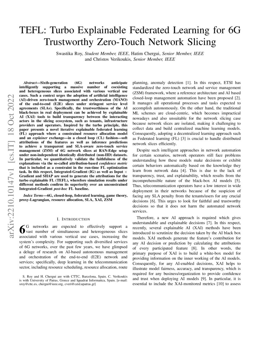 Tefl Turbo Explainable Federated Learning For 6g Trustworthy Zero Touch Network Slicing Deepai