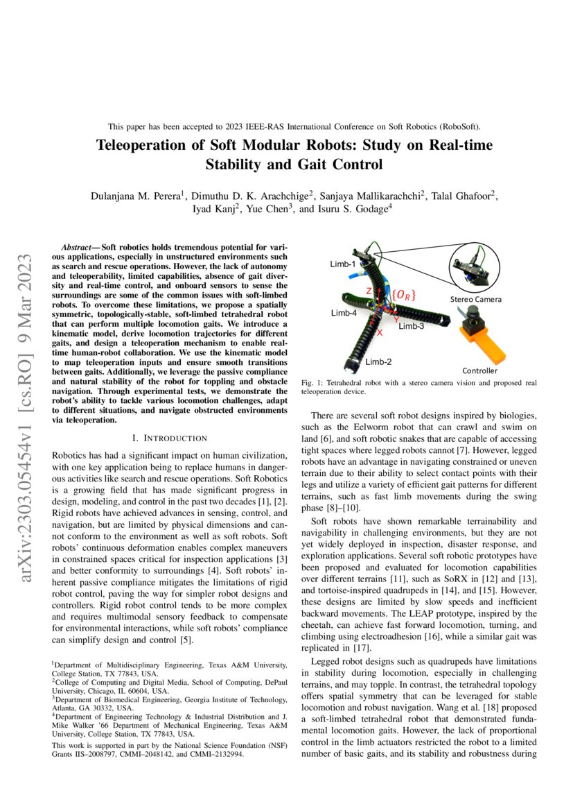 Teleoperation of Soft Modular Robots: Study on Real-time Stability and Gait Control | DeepAI