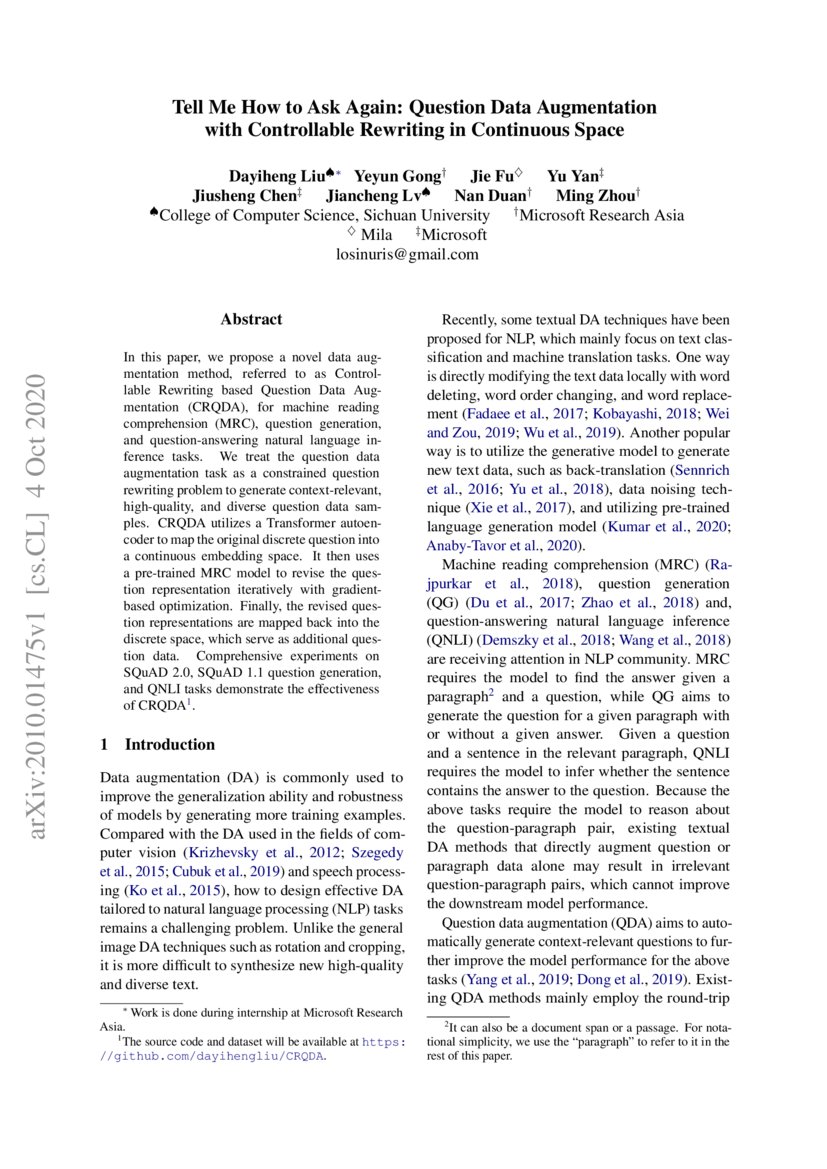 Tell Me How to Ask Again: Question Data Augmentation with Controllable ...