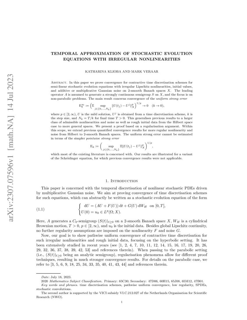 Temporal Approximation Of Stochastic Evolution Equations With Irregular