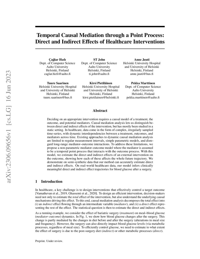 Temporal Causal Mediation through a Point Process: Direct and Indirect Effects of Healthcare ...