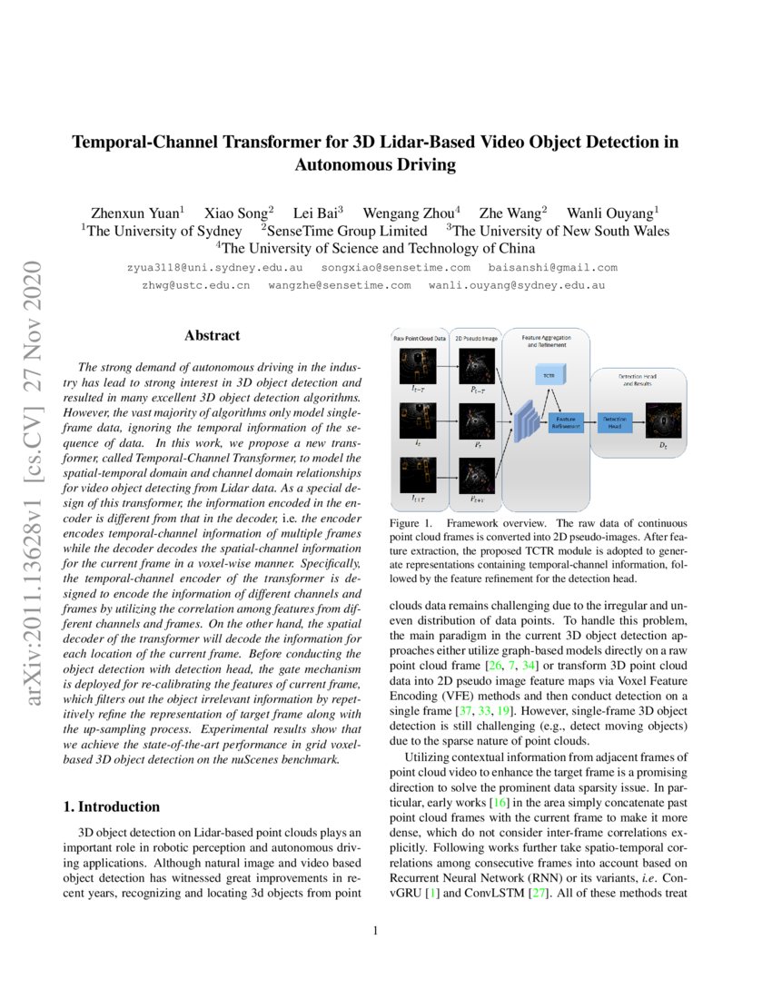 Temporal-Channel Transformer for 3D Lidar-Based Video Object Detection ... Temporal-Channel Transformer for 3D Lidar-Based Video Object Detection ...