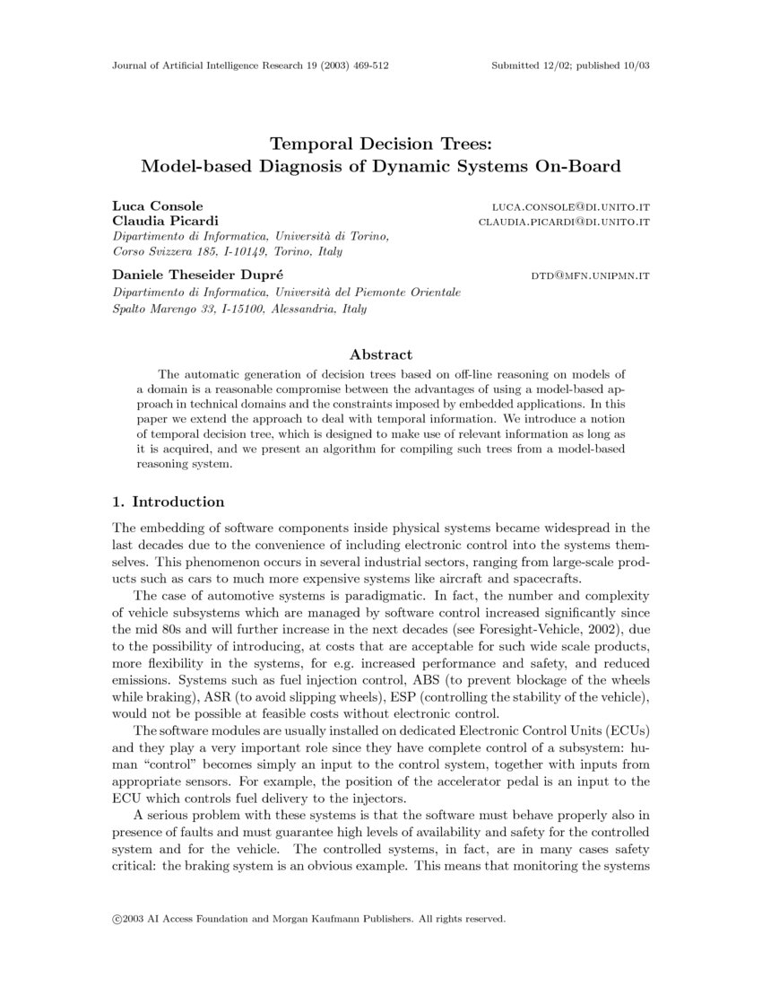 Temporal Decision Trees: Model-based Diagnosis of Dynamic Systems On ...