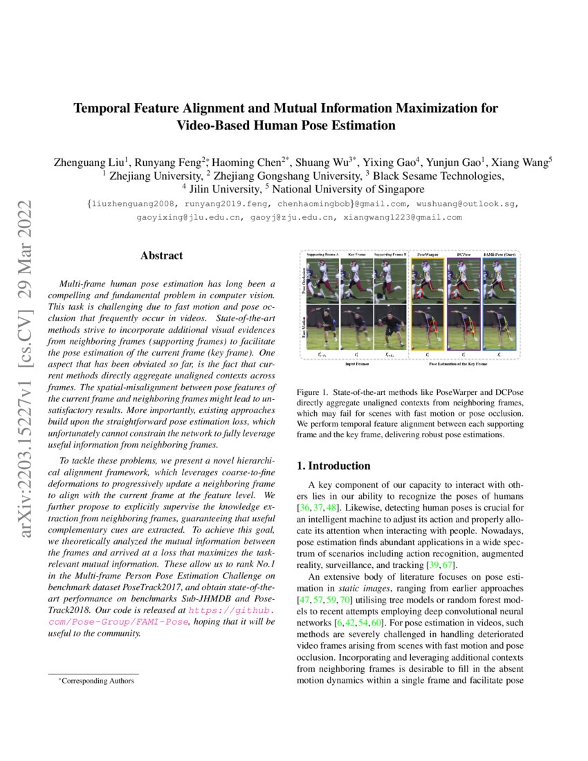 Temporal Feature Alignment And Mutual Information Maximization For Video Based Human Pose