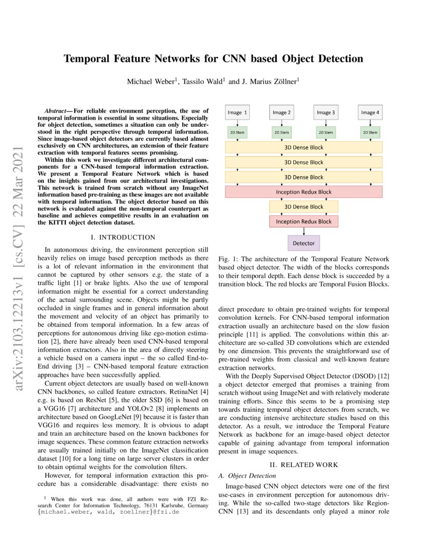 Temporal Feature Networks For Cnn Based Object Detection Deepai
