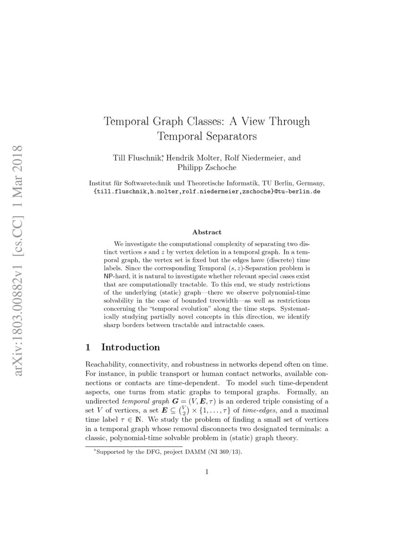 Temporal Graph Classes: A View Through Temporal Separators | DeepAI