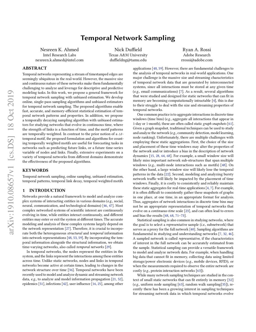 Temporal Network Sampling | DeepAI