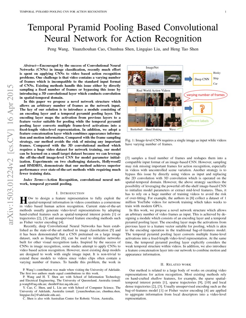 Temporal Pyramid Pooling Based Convolutional Neural Networks For Action