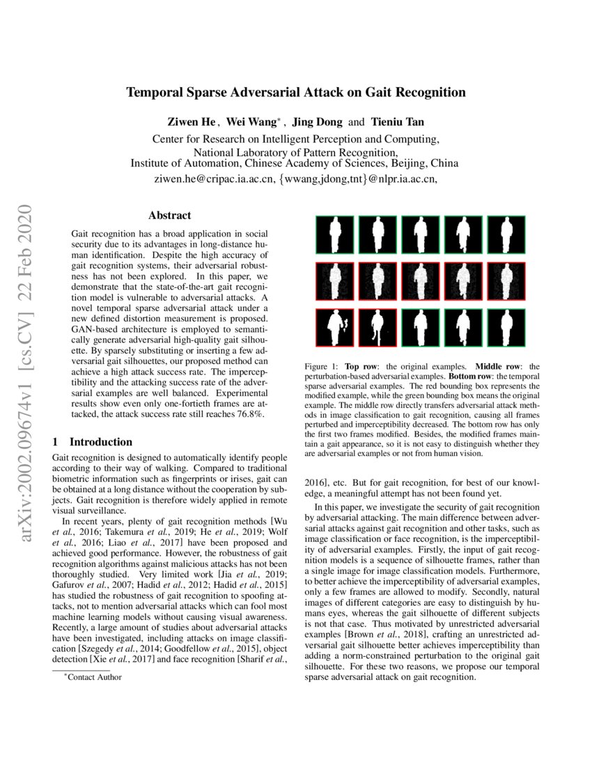 Temporal Sparse Adversarial Attack on Gait Recognition | DeepAI