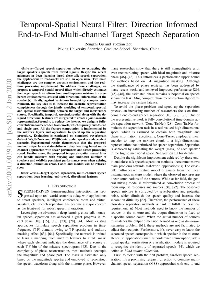 Temporal-Spatial Neural Filter: Direction Informed End-to-End Multi-channel Target Speech ...