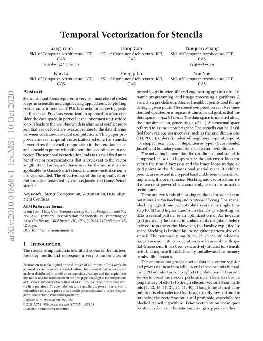 Temporal Vectorization for Stencils | DeepAI