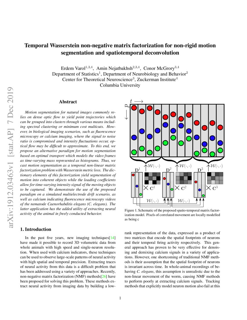 Temporal Wasserstein non-negative matrix factorization for non-rigid motion segmentation and ...