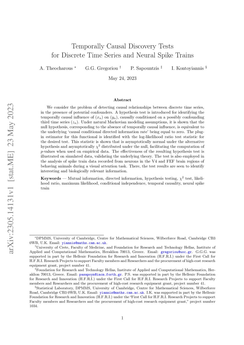 Temporally Causal Discovery Tests for Discrete Time Series and Neural ...