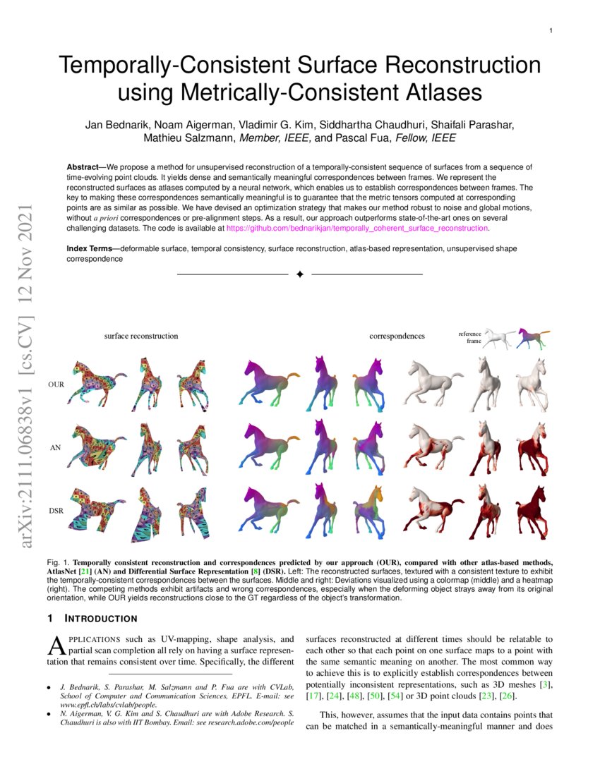 Temporally Consistent Surface Reconstruction Using Metrically Consistent Atlases Deepai