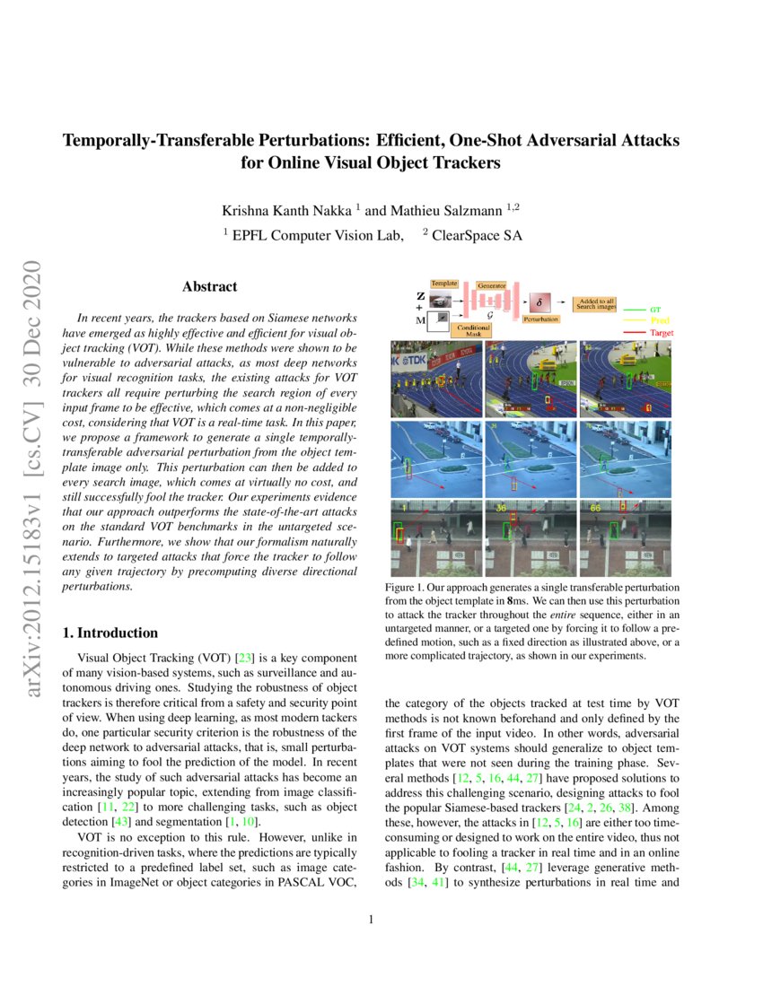 Temporally Transferable Perturbations Efficient One Shot Adversarial