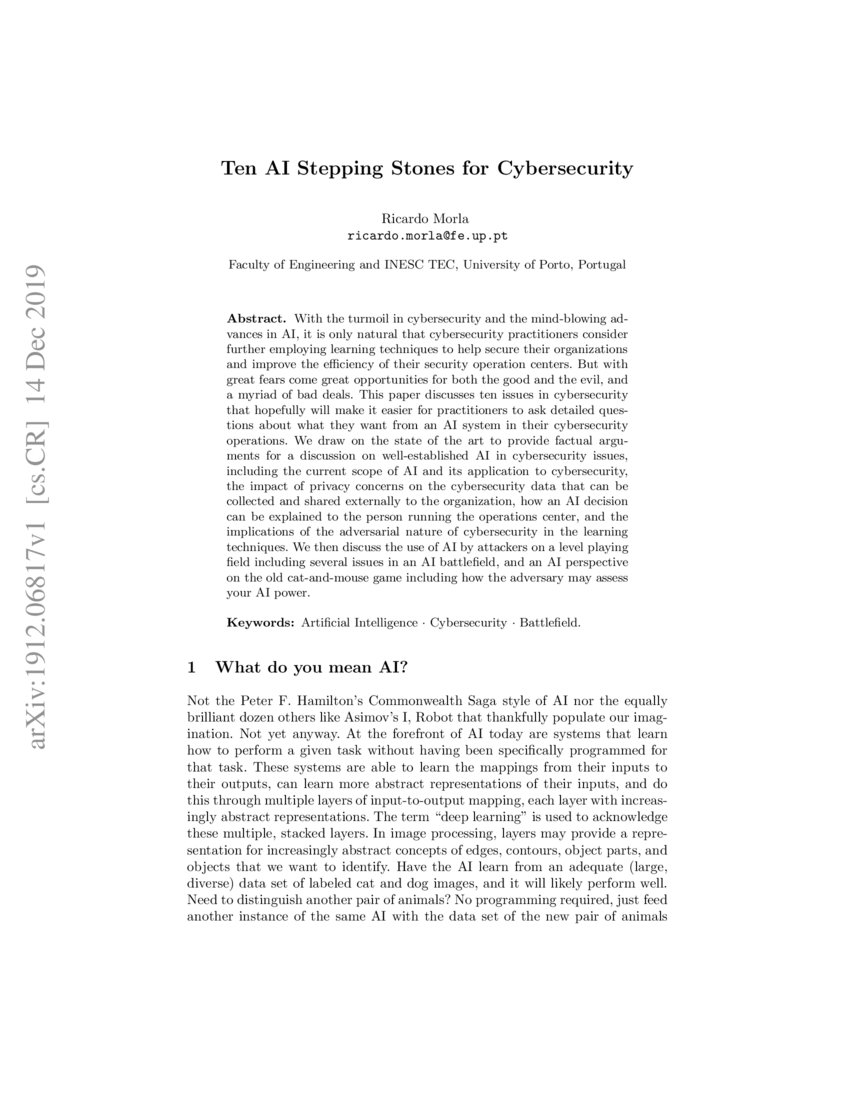 Ten AI Stepping Stones for Cybersecurity | DeepAI