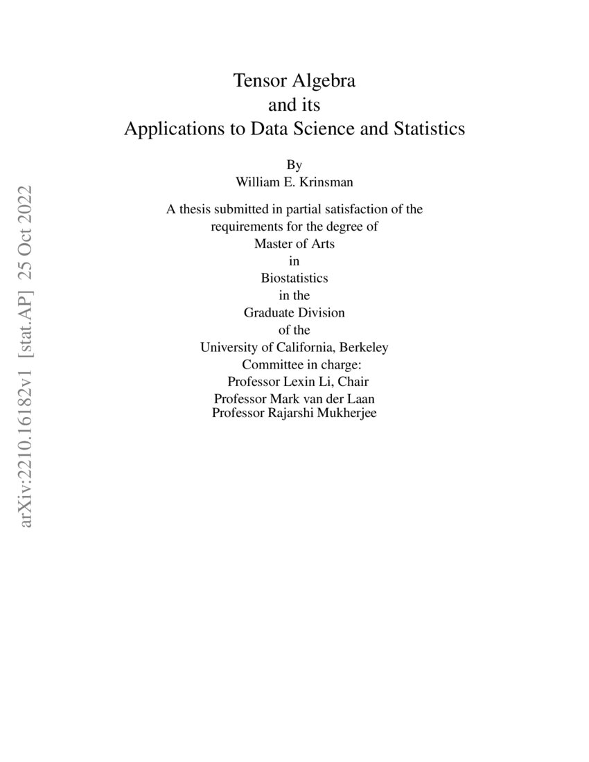 Tensor Algebra And Its Applications To Data Science And Statistics Deepai 1268