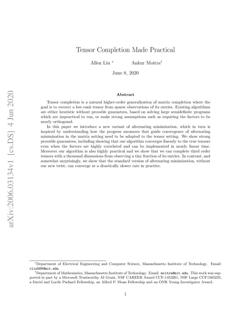 Tensor Completion Made Practical | DeepAI