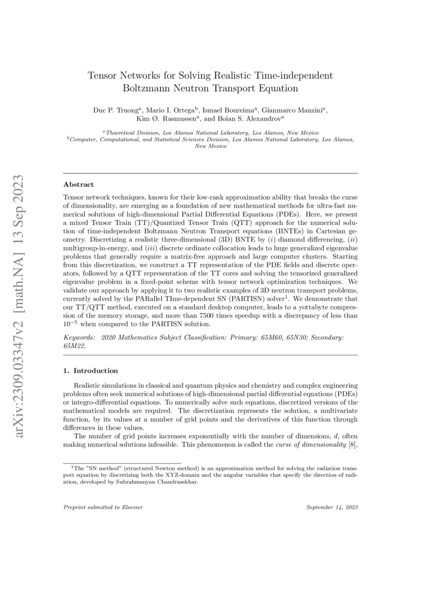 Tensor Networks for Solving Realistic Time-independent Boltzmann Neutron Transport Equation | DeepAI