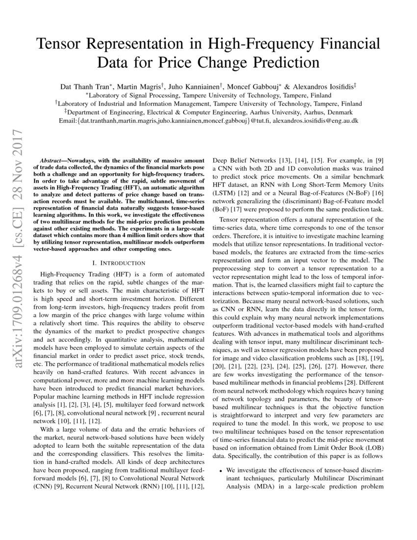 Tensor Representation in High-Frequency Financial Data for Price Change ...