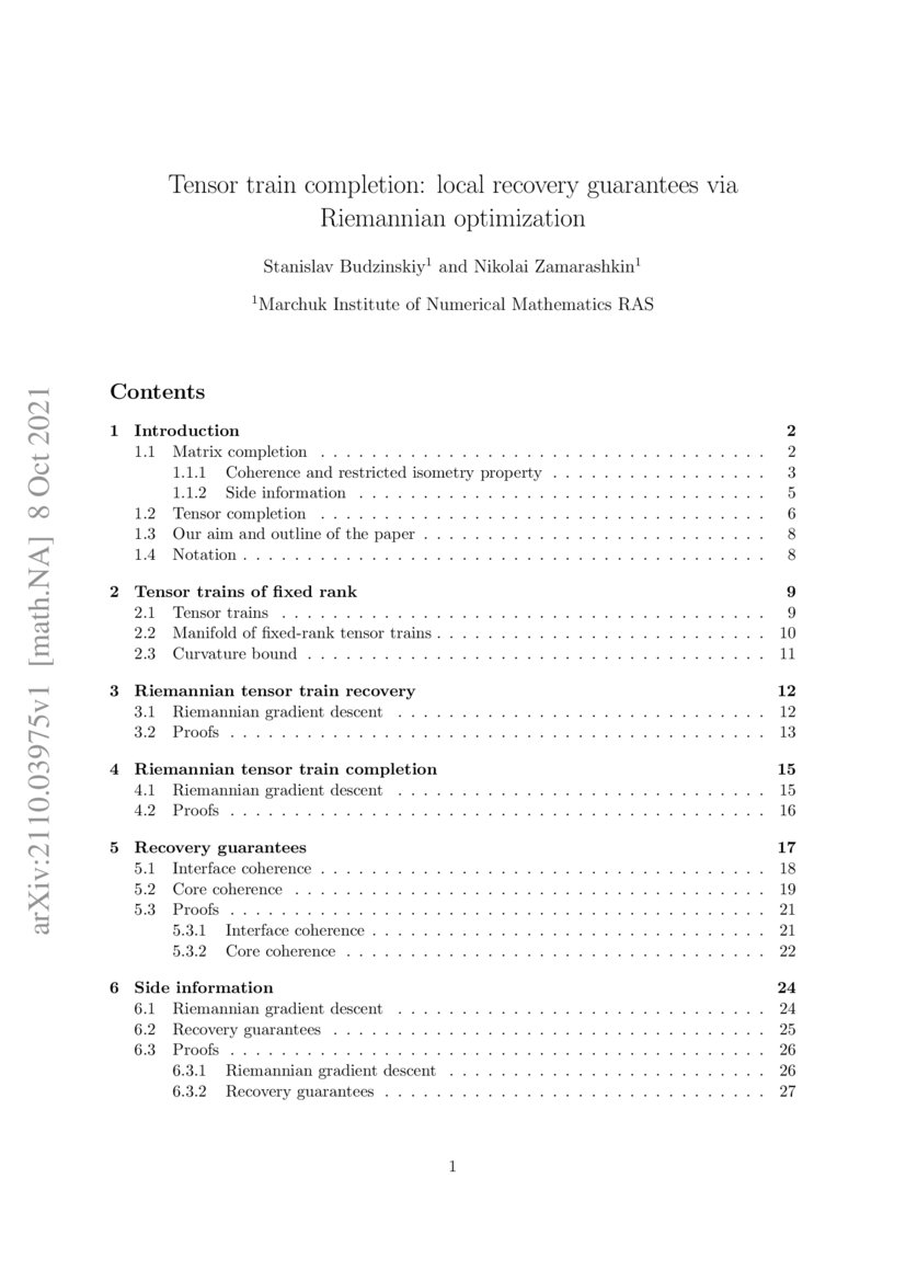 Tensor Train Completion Local Recovery Guarantees Via Riemannian Optimization Deepai