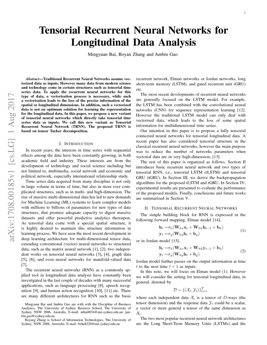 Tensorial Recurrent Neural Networks for Longitudinal Data Analysis | DeepAI