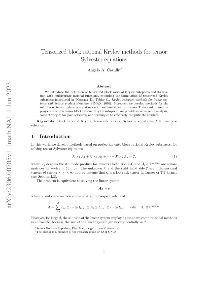 Tensorized Block Rational Krylov Methods For Tensor Sylvester Equations Deepai