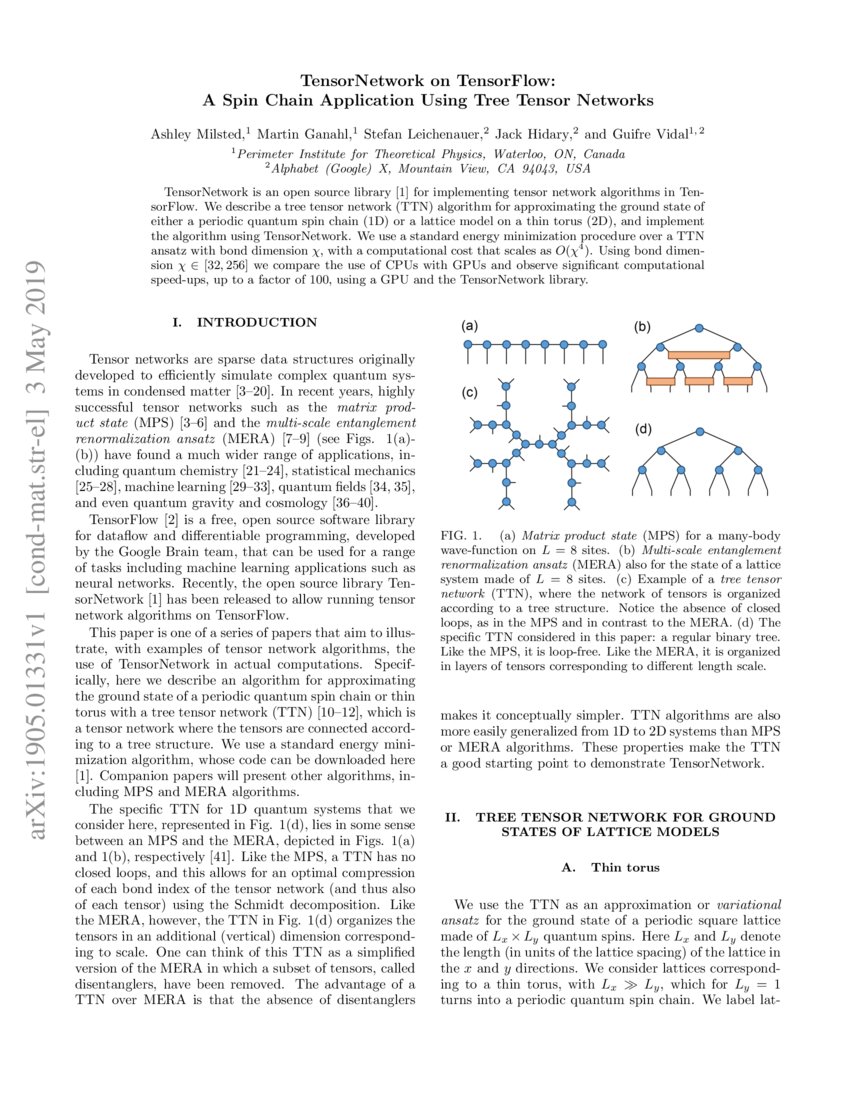TensorNetwork on TensorFlow: A Spin Chain Application Using Tree Tensor Networks | DeepAI