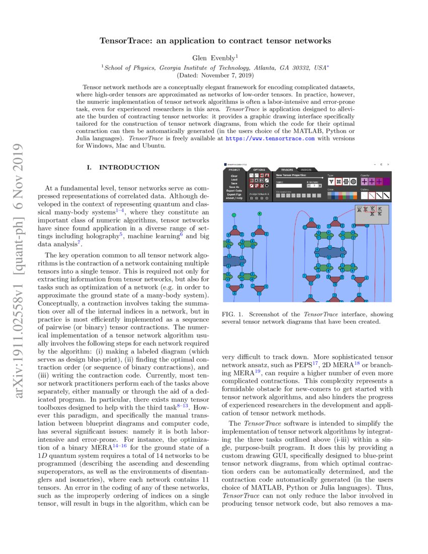 TensorTrace: an application to contract tensor networks | DeepAI