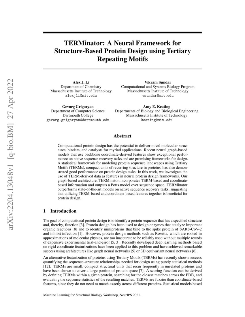 TERMinator: A Neural Framework for Structure-Based Protein Design using ...