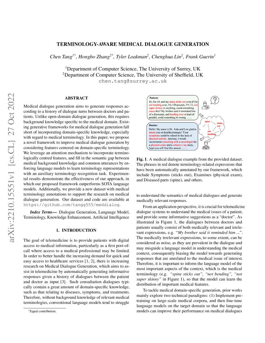Terminology-aware Medical Dialogue Generation | DeepAI