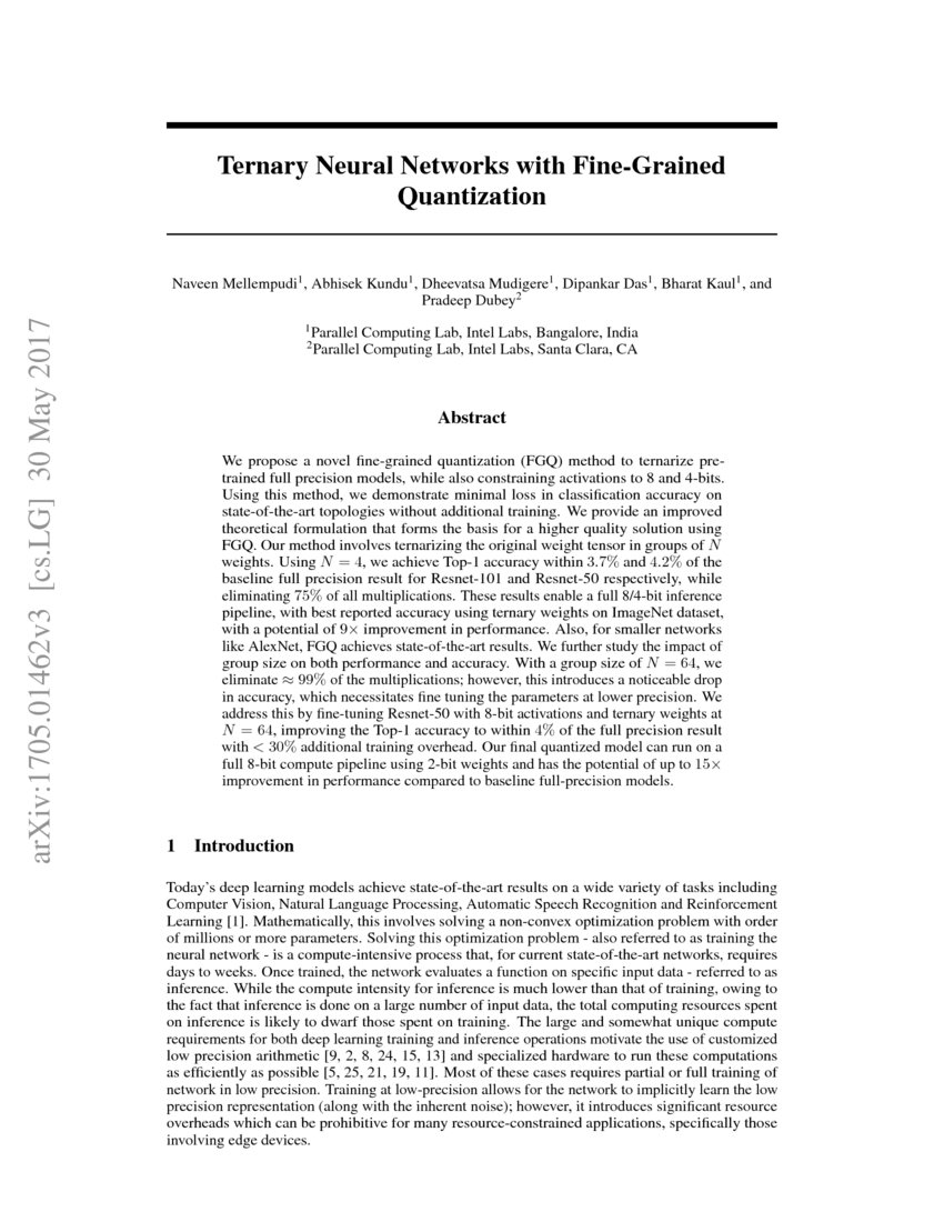 Ternary Neural Networks with Fine-Grained Quantization | DeepAI