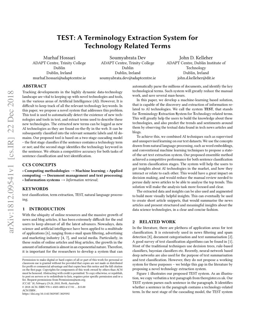 TEST: A Terminology Extraction System for Technology Related Terms | DeepAI