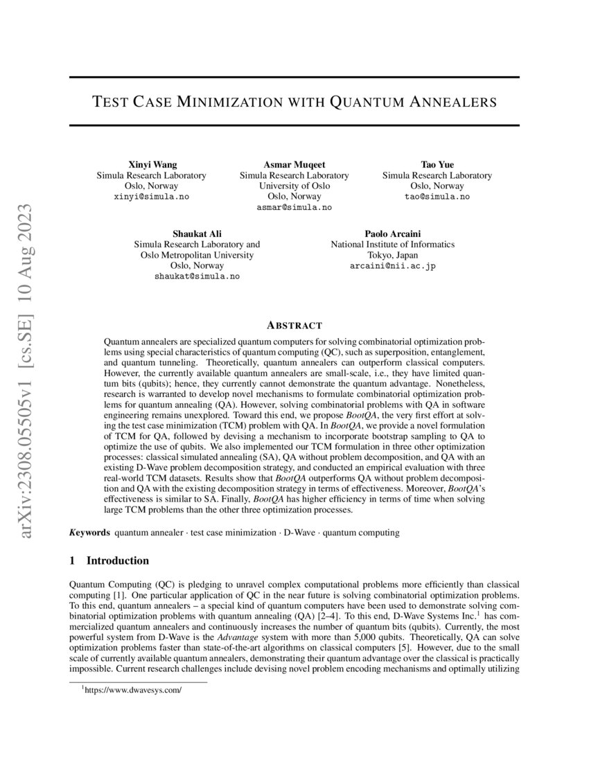 Test Case Minimization With Quantum Annealers Deepai