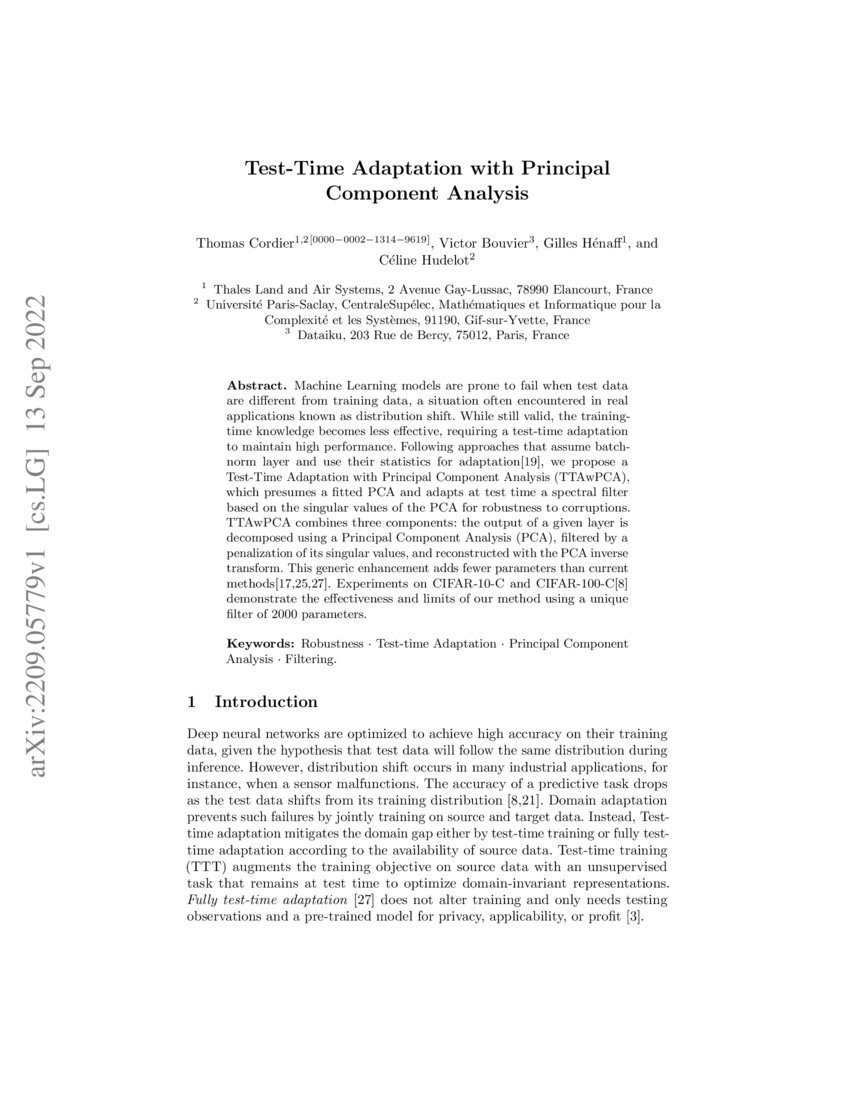 Test Time Adaptation With Principal Component Analysis Deepai 3701