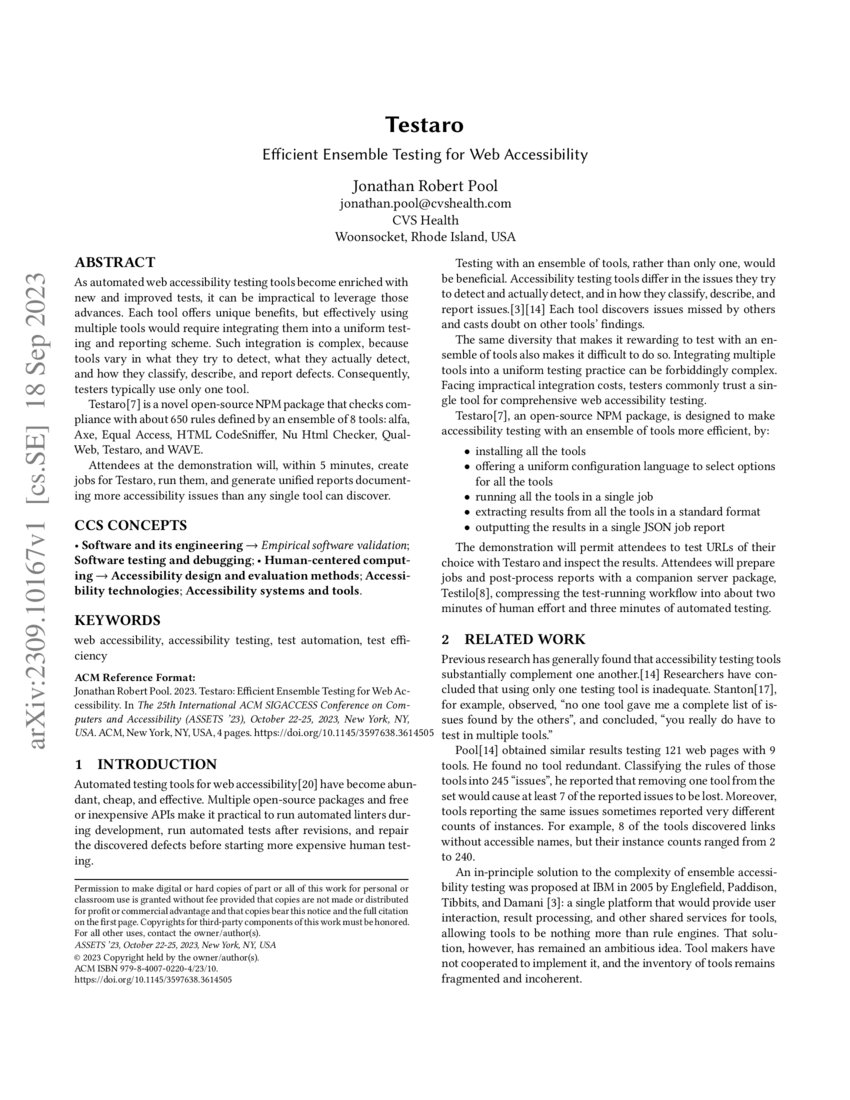 Testaro: Efficient Ensemble Testing for Web Accessibility | DeepAI Testaro: Efficient Ensemble Testing for Web Accessibility | DeepAI