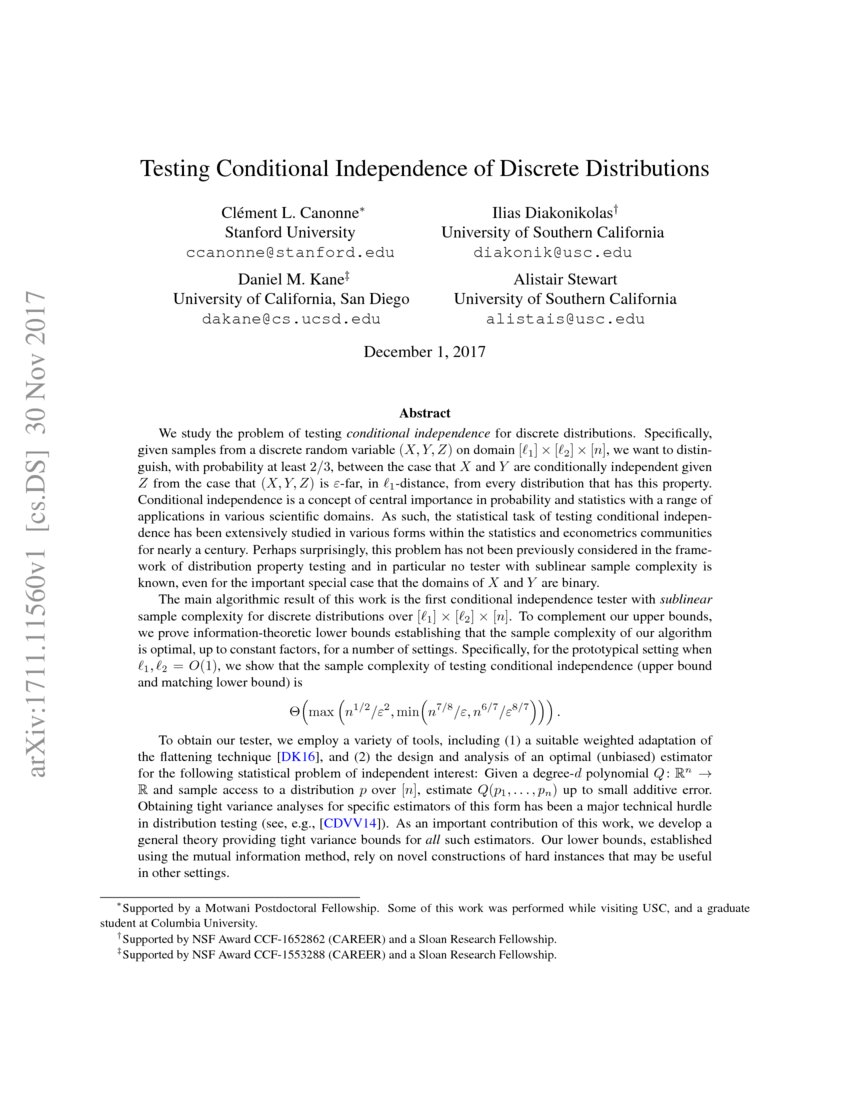 Testing Conditional Independence Of Discrete Distributions Deepai