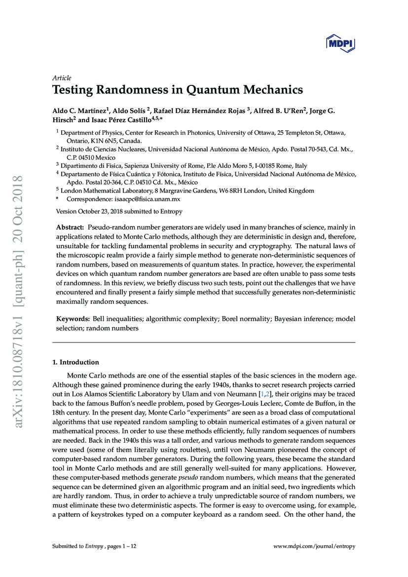 Testing Randomness in Quantum Mechanics | DeepAI