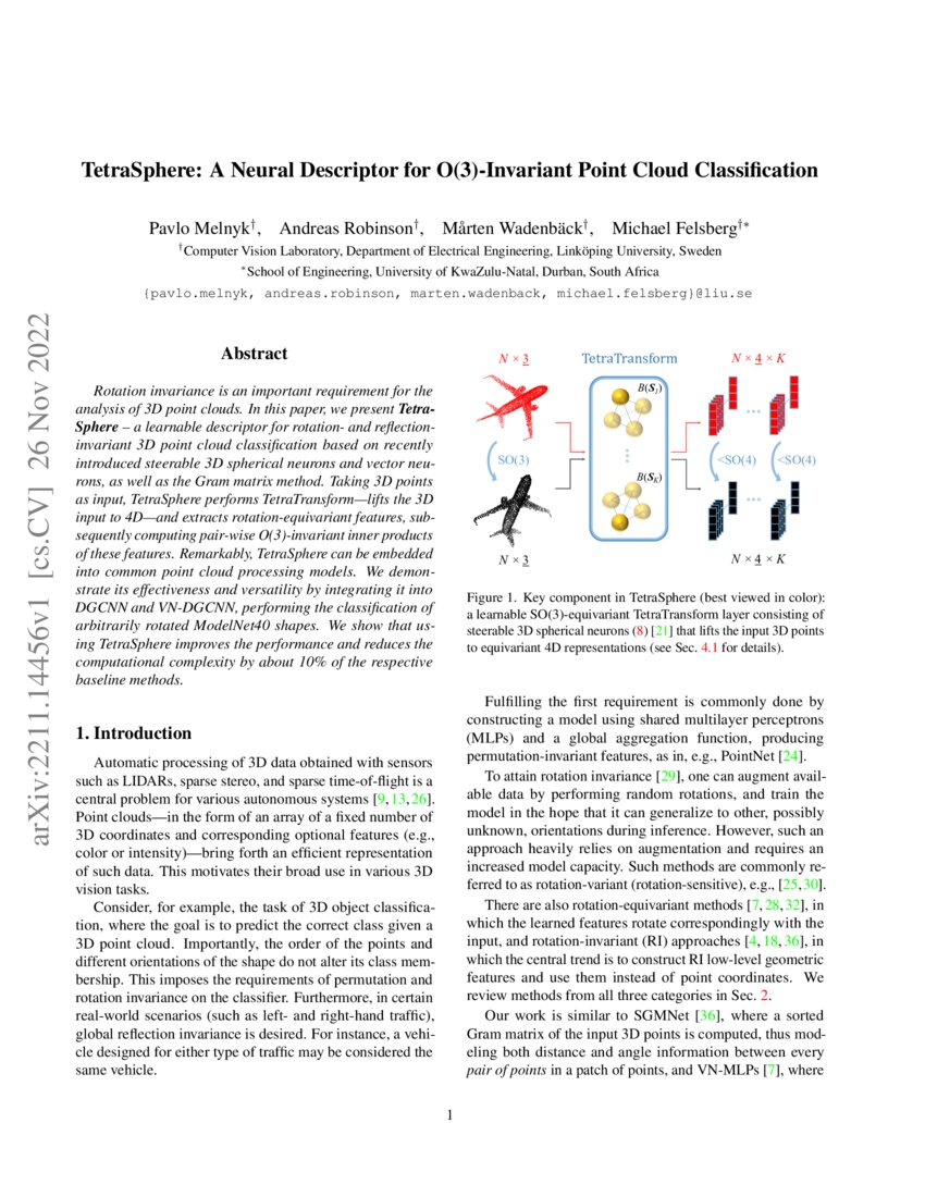 TetraSphere: A Neural Descriptor for O(3)-Invariant Point Cloud Classification | DeepAI