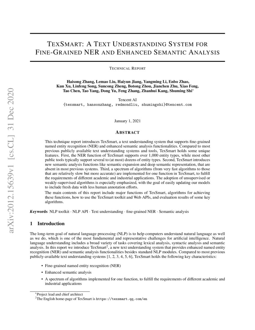 TexSmart: A Text Understanding System for Fine-Grained NER and Enhanced ...