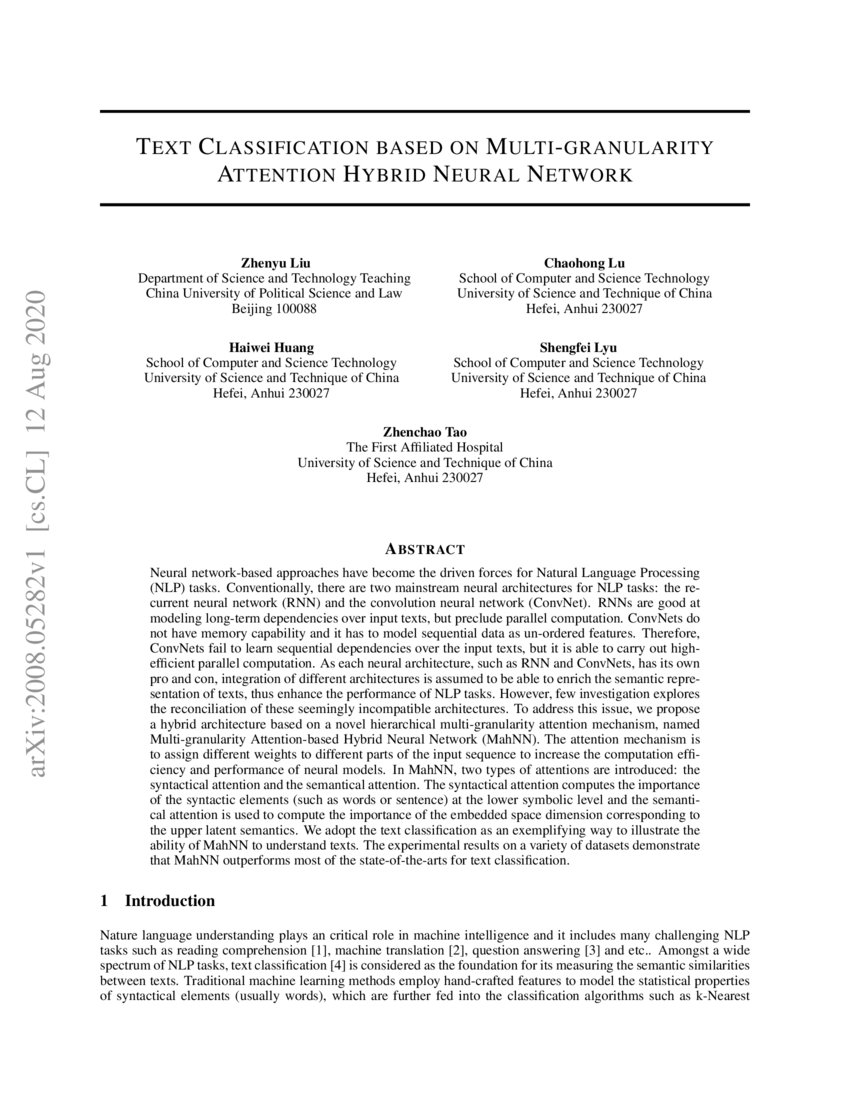 Text Classification based on Multi-granularity Attention Hybrid Neural ...