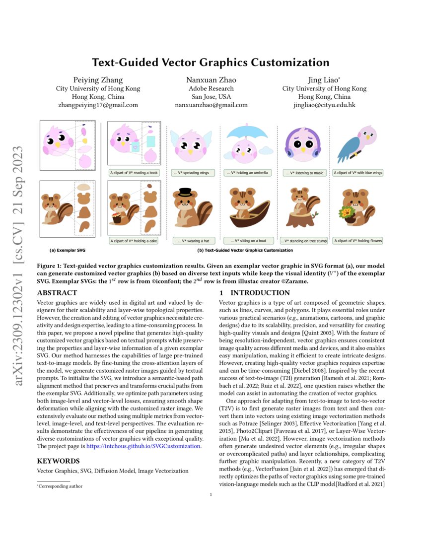 Text-Guided Vector Graphics Customization | DeepAI